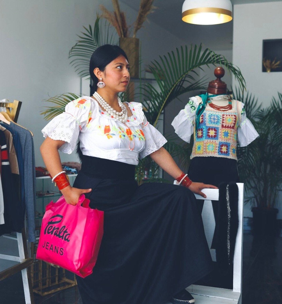 Beautiful Traditional Blouse From Ecuador. Hand Embroidered With ...