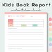 Printable Kids Book Report, Summer Reading, Daily Reading Log, Children ...