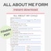 Child Info Sheet Printable, Fillable Daycare All About Me Form ...