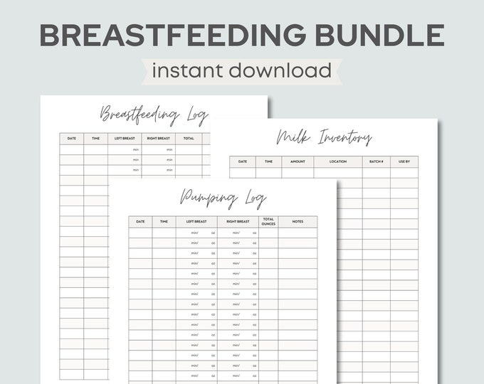Pumping Log, Breastfeeding Tracker INSTANT DIGITAL DOWNLOAD New Mom ...