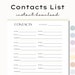 Printable Contact List Sheet, Client Contact Info, Address Book ...