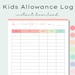 Printable Kids Allowance Chart, Allowance Tracker, Kids Savings Tracker ...