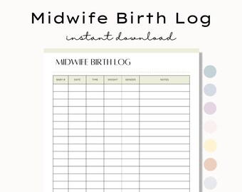 Printable Midwife Birth Tracker Student Midwife Delivery Log - Etsy