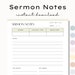 Printable Sermon Notes, Church Notes, Sermon Summary, Faith Journal ...