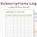 Printable Subscriptions Tracker Monthly Annual - Etsy