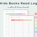 Printable Kids Books Read Log, Book Rating Tracker, Reading Log for ...