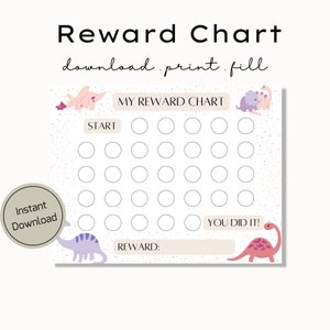 Dinosaur Reward Chart Printable Sticker Chart Dinosaur - Etsy