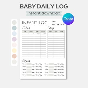 Editable Baby Tracker, Baby Log, Baby Feeding Log, Baby Daily Log ...
