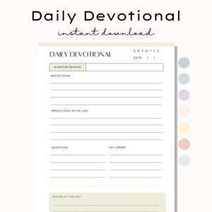 Printable Daily Devotional, Bible Study Template, Faith Journal, Prayer ...