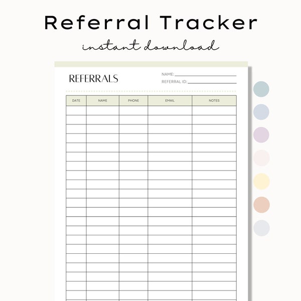 Referral Log Tracker - Etsy