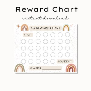 Boho Rainbow Reward Chart Printable Sticker Chart Rainbow - Etsy
