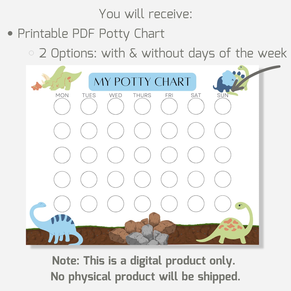 Dinosaur Potty Chart, Dino Potty Training Chart, Sticker Potty Chart ...