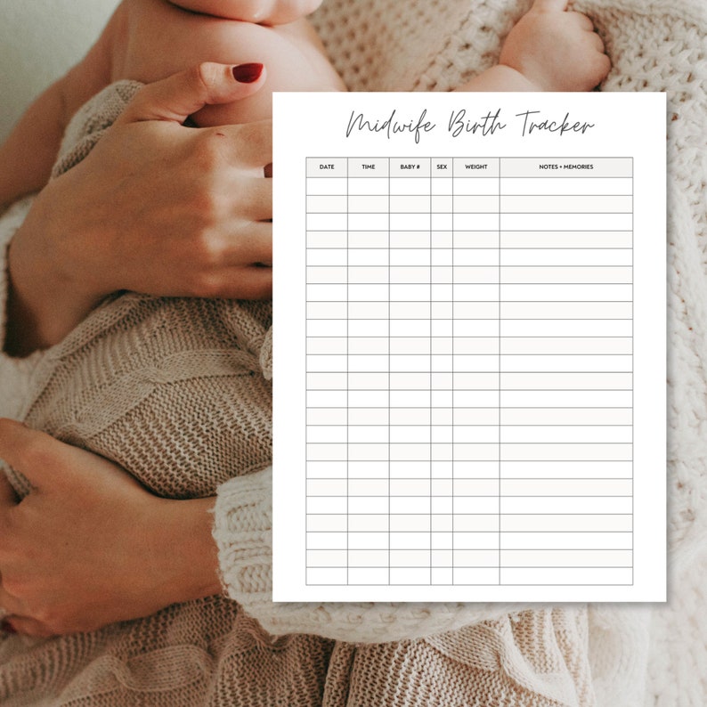 Printable Midwife Birth Tracker, Student Midwife Delivery Log, Midwife ...