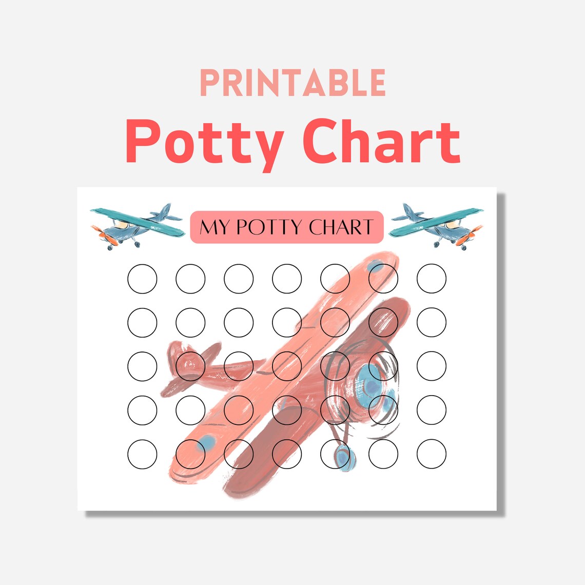 Airplane Potty Chart, Potty Training Chart, Boy Sticker Potty Chart ...