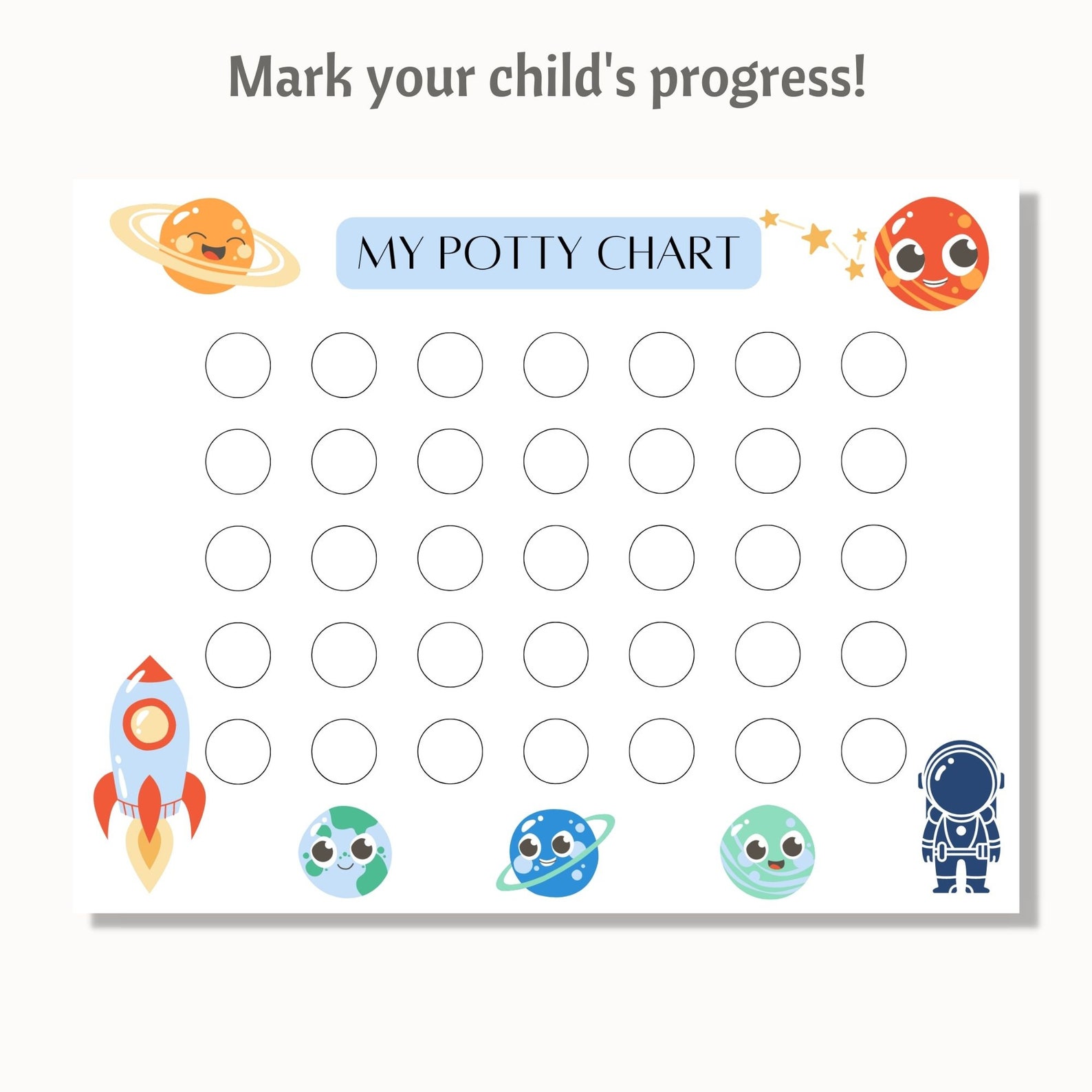 Space Potty Chart Potty Training Chart Sticker Potty Chart - Etsy
