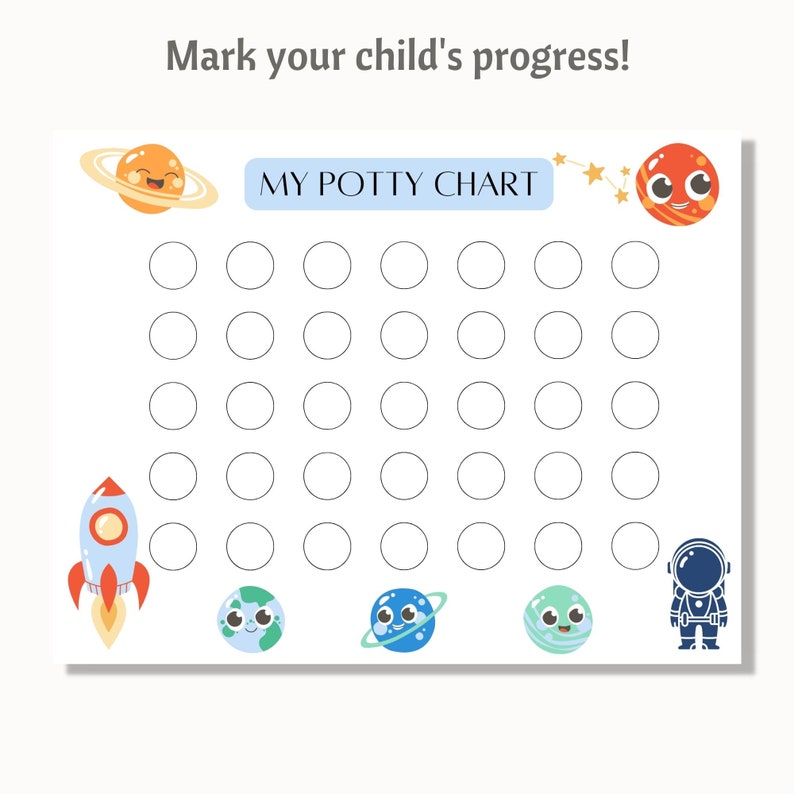 Space Potty Chart Potty Training Chart Sticker Potty Chart - Etsy