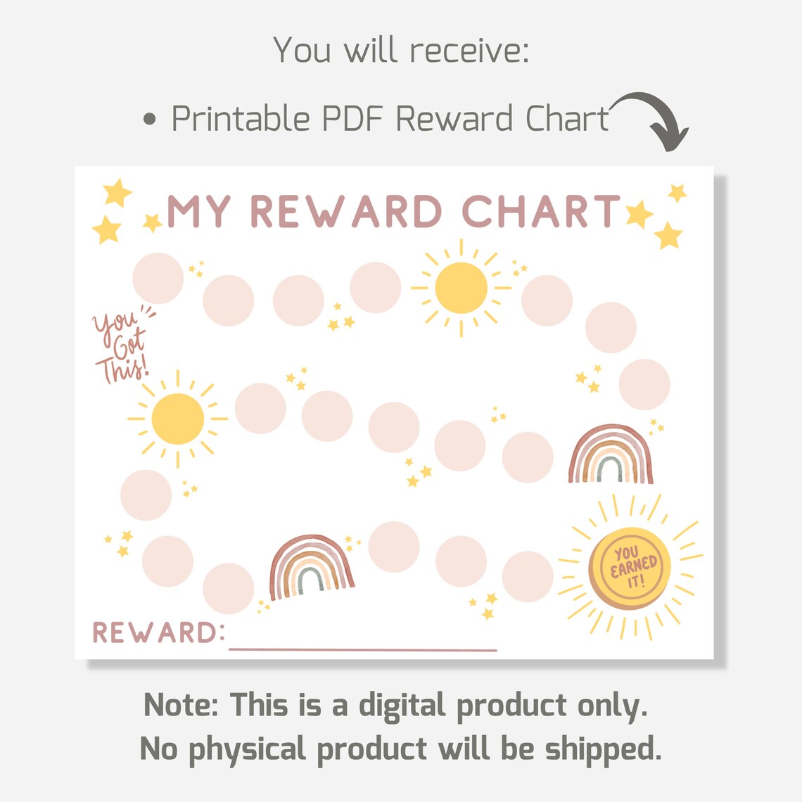 Boho Rainbow Reward Chart, Printable Sticker Chart, Toddler Reward ...