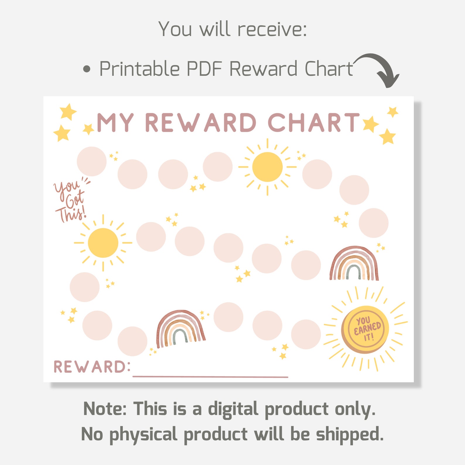 Boho Rainbow Reward Chart, Printable Sticker Chart, Toddler Reward ...