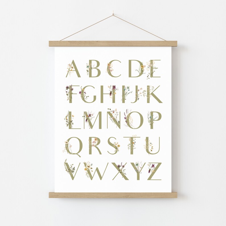 Wildflower Alphabet Poster, Floral Alphabet Print, Printable ...