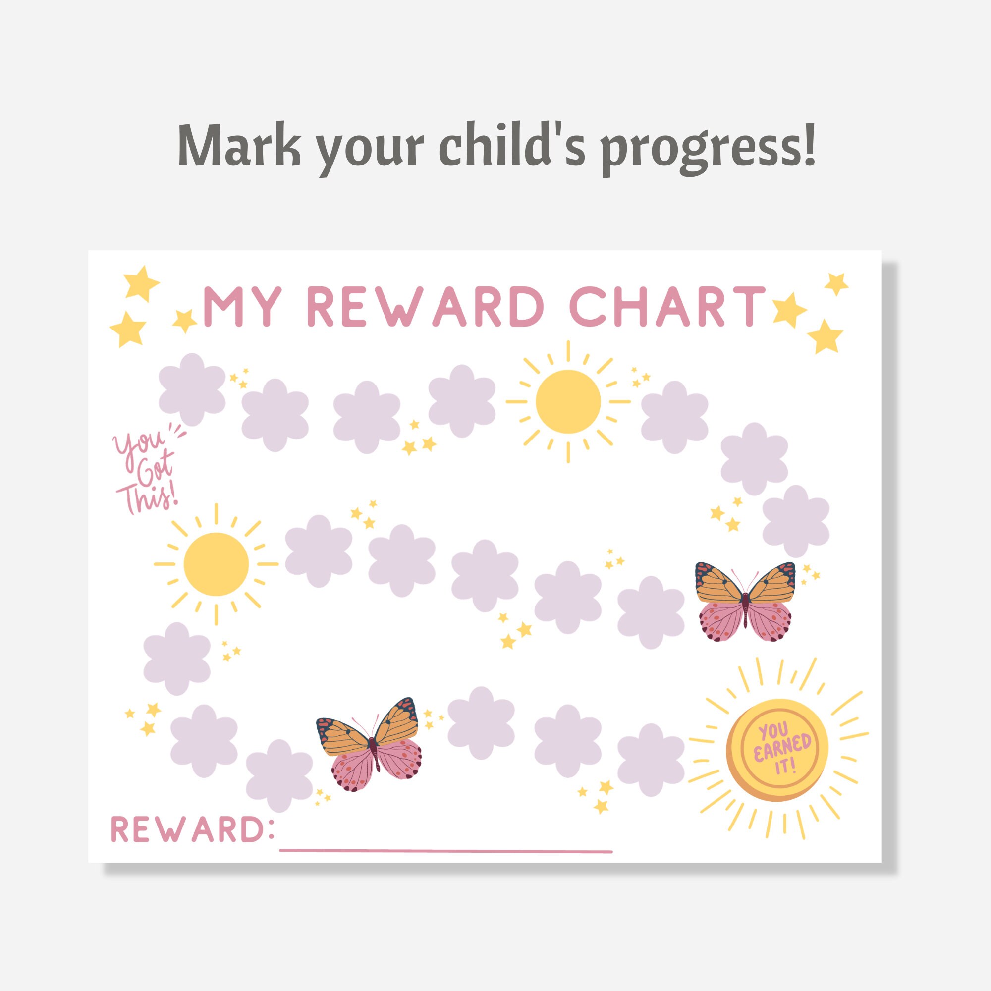 Boho Butterfly Reward Chart Printable Sticker Chart Toddler - Etsy
