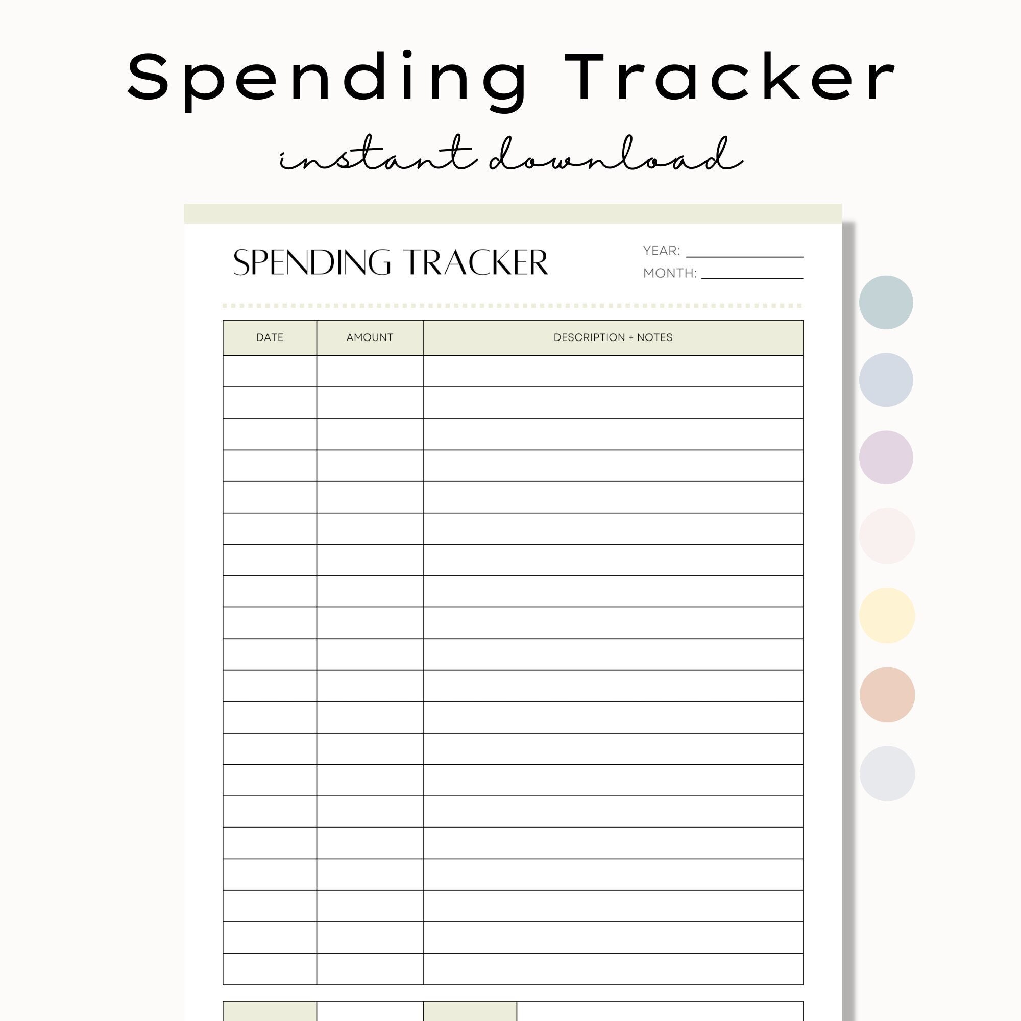 Printable Spending Tracker Spreadsheet, Business Spending Log, Finance ...