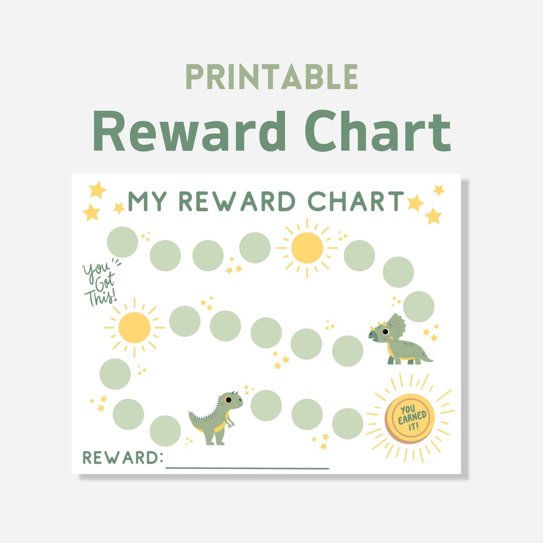Dino Reward Chart, Printable Dinosaur Sticker Chart, Toddler Reward ...