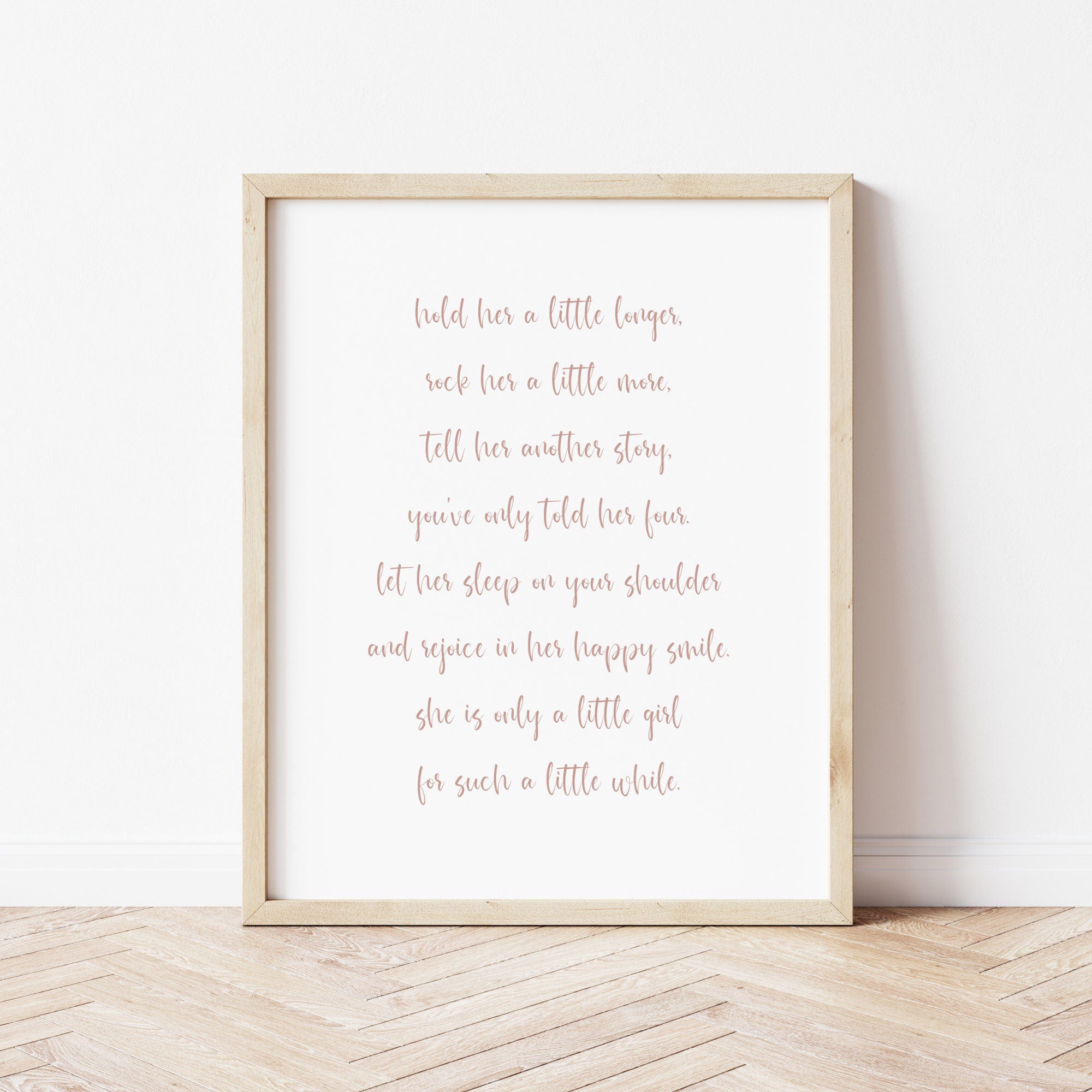 Hold Her A Little Longer Nursery Print, Baby Girl Nursery Prints, Pink ...