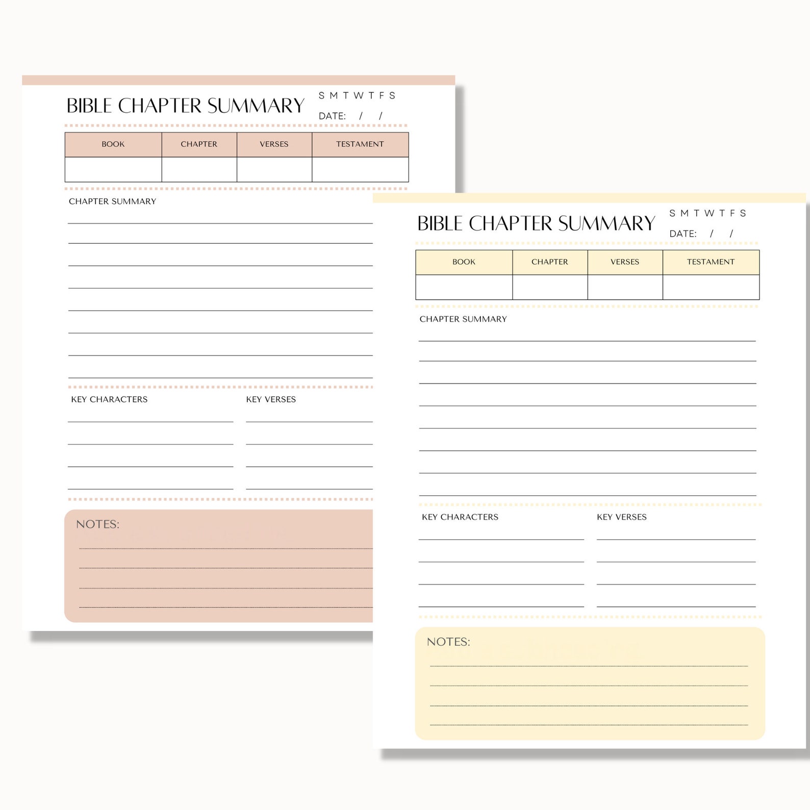 Printable Bible Study Template, Bible Chapter Summary Worksheet, Adult ...
