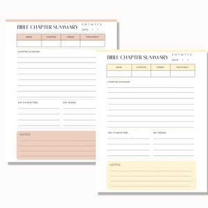 Printable Bible Study Template, Bible Chapter Summary Worksheet, Adult Bible Study Journal ...