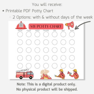Fire Truck Potty Chart, Potty Training Chart, Sticker Potty Chart ...