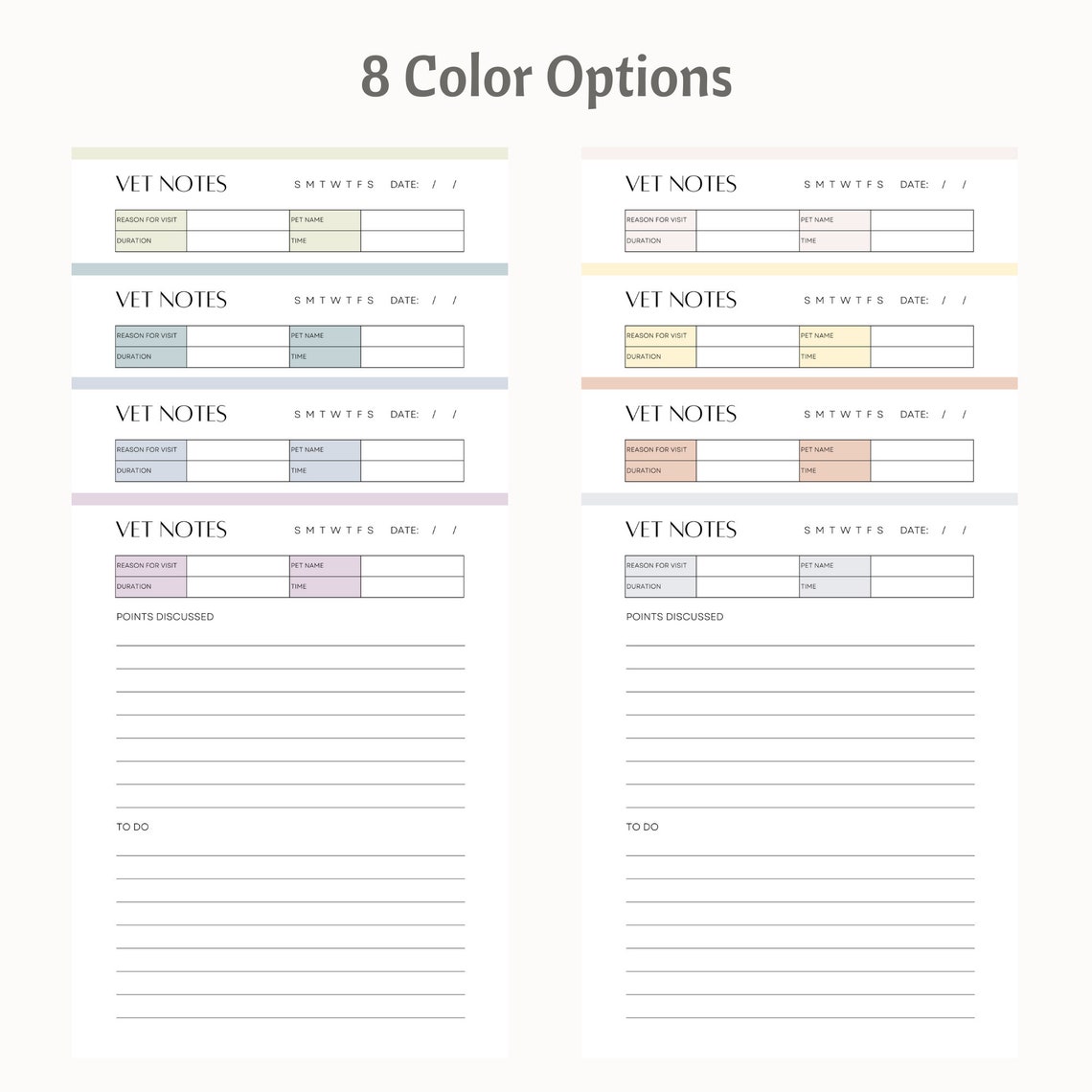 Printable Pet Vet Visit Log, Vet Notes, Dog Vet Visit, Cat Vet Visit ...