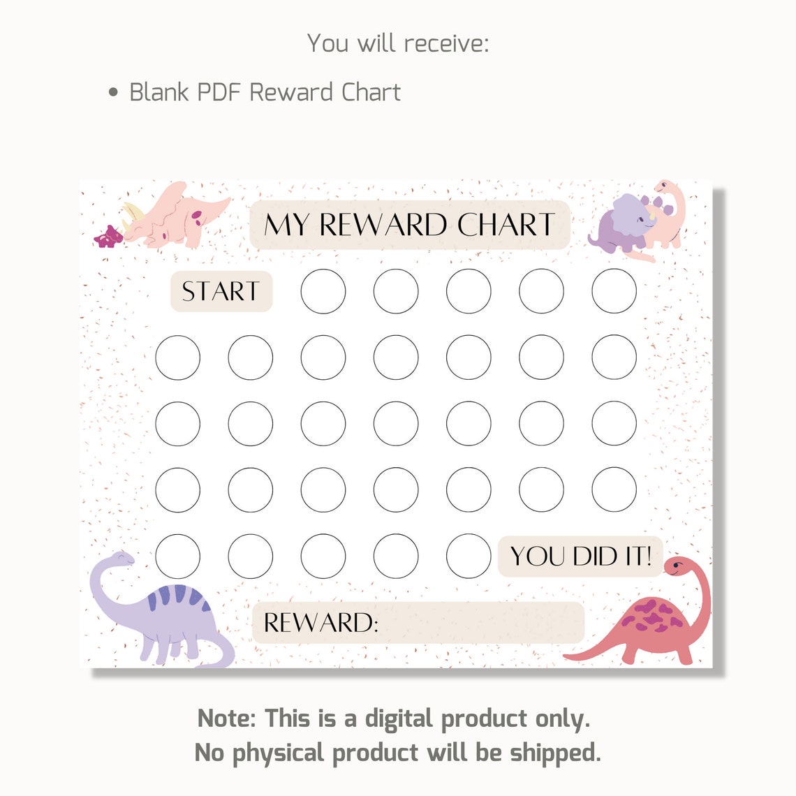 Dinosaur Reward Chart Printable Sticker Chart Dinosaur - Etsy