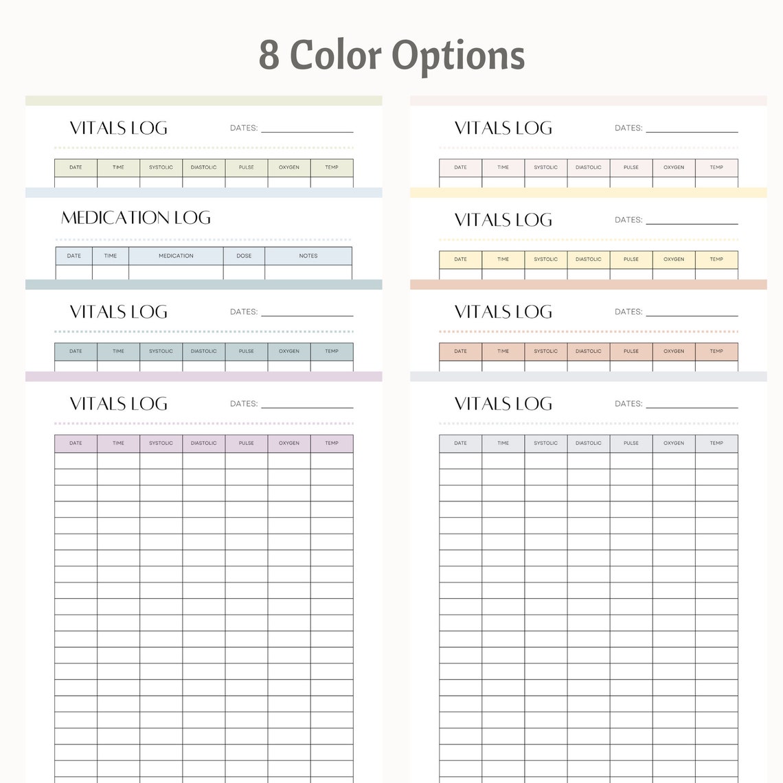 Printable Vitals Tracker, Vitals Log Sheet, Vital Sign Log, Nursing ...