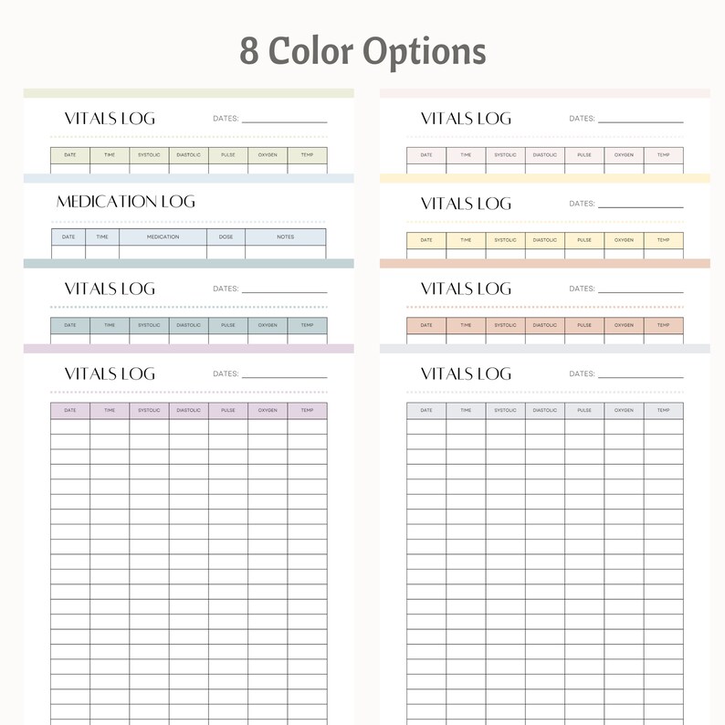 Printable Vitals Tracker, Vitals Log Sheet, Vital Sign Log, Nursing ...