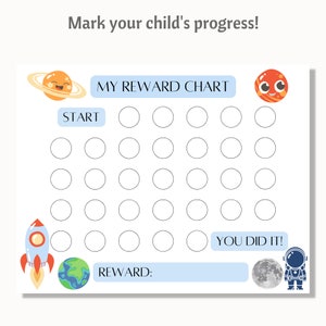Space Reward Chart Printable Sticker Chart Space Chart - Etsy