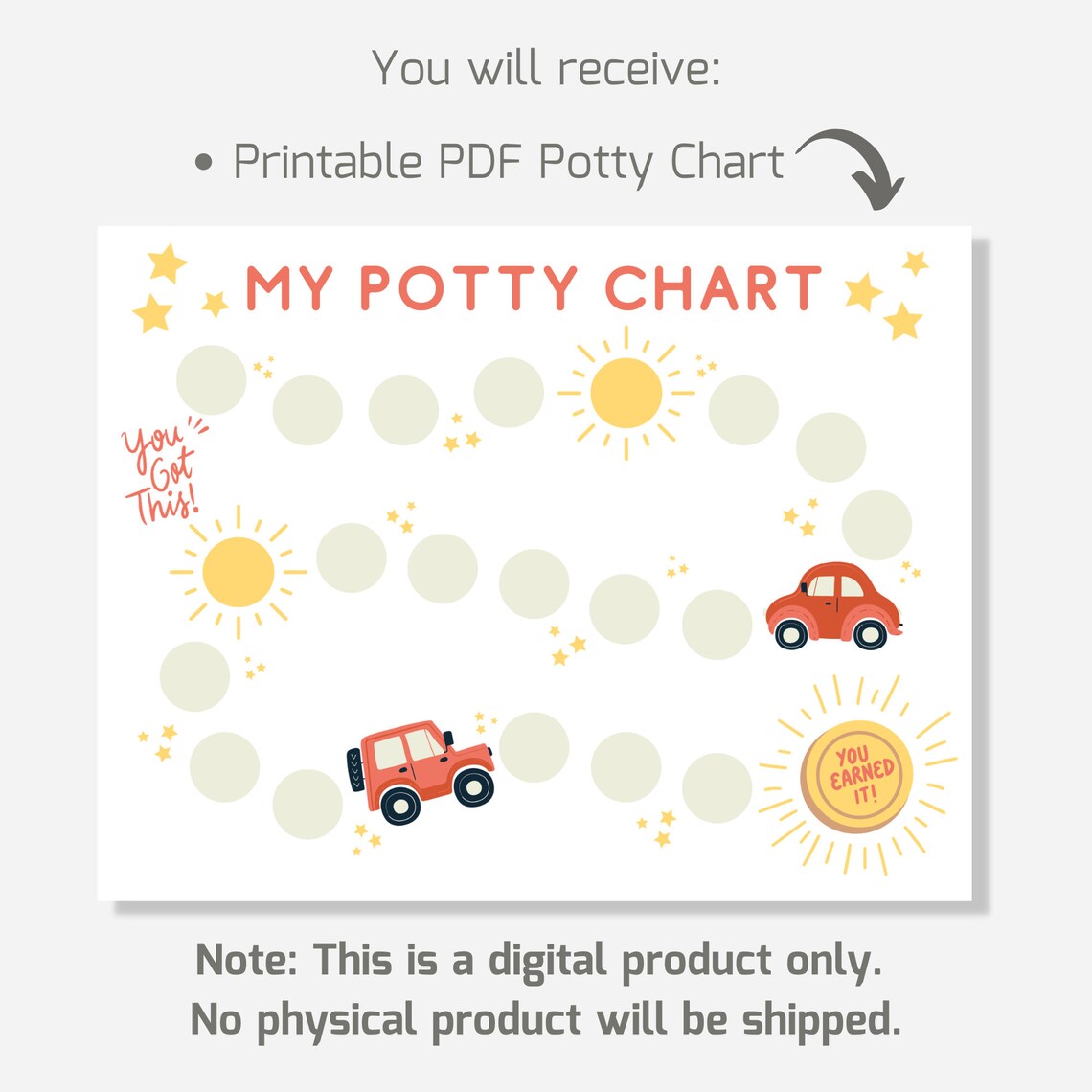 Cars Potty Chart, Potty Training Chart, Sticker Potty Chart, Toddler ...