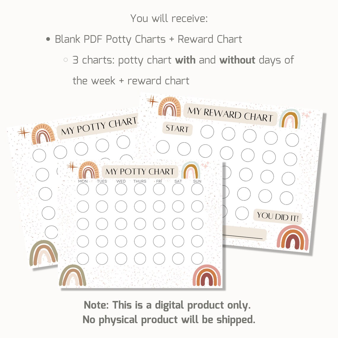 Boho Rainbow Reward Chart, Boho Rainbow Potty Chart, Printable Sticker ...