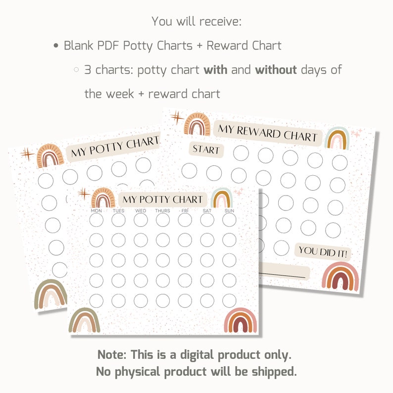 Boho Rainbow Reward Chart, Boho Rainbow Potty Chart, Printable Sticker ...