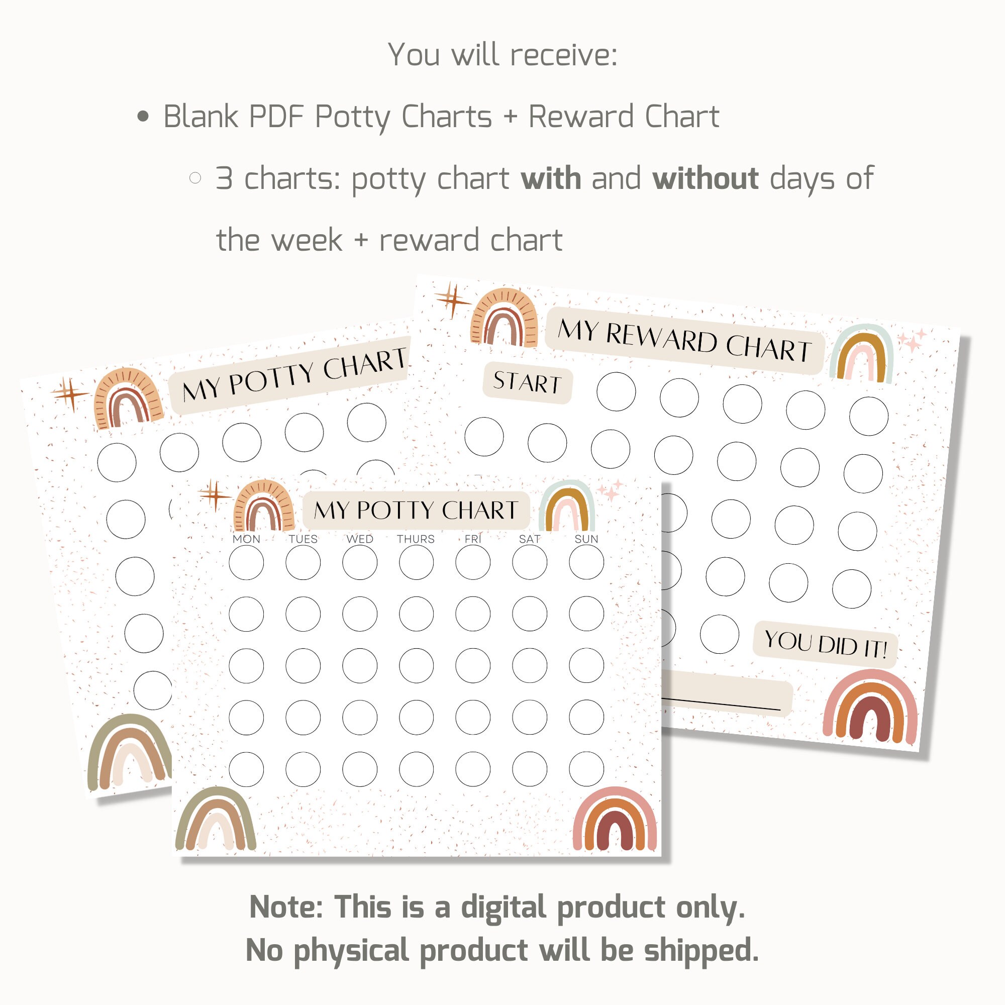 Boho Rainbow Reward Chart, Boho Rainbow Potty Chart, Printable Sticker ...