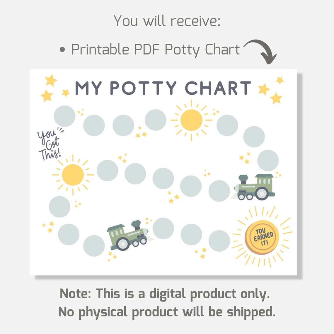 Trains Potty Chart, Potty Training Chart, Sticker Potty Chart, Toddler ...