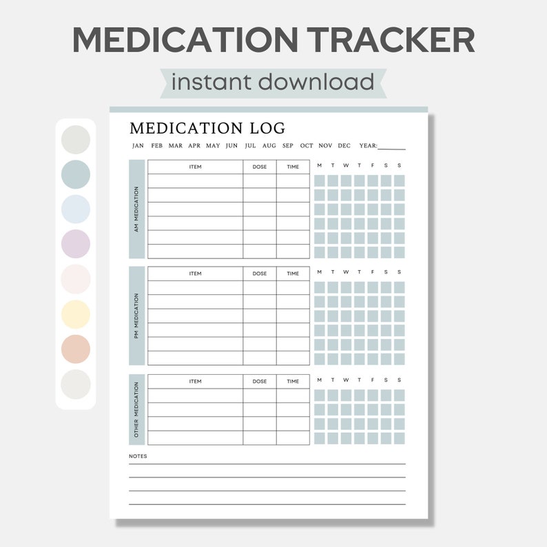 Printable Medication Log, Medicine Tracker List, Daily Medication ...