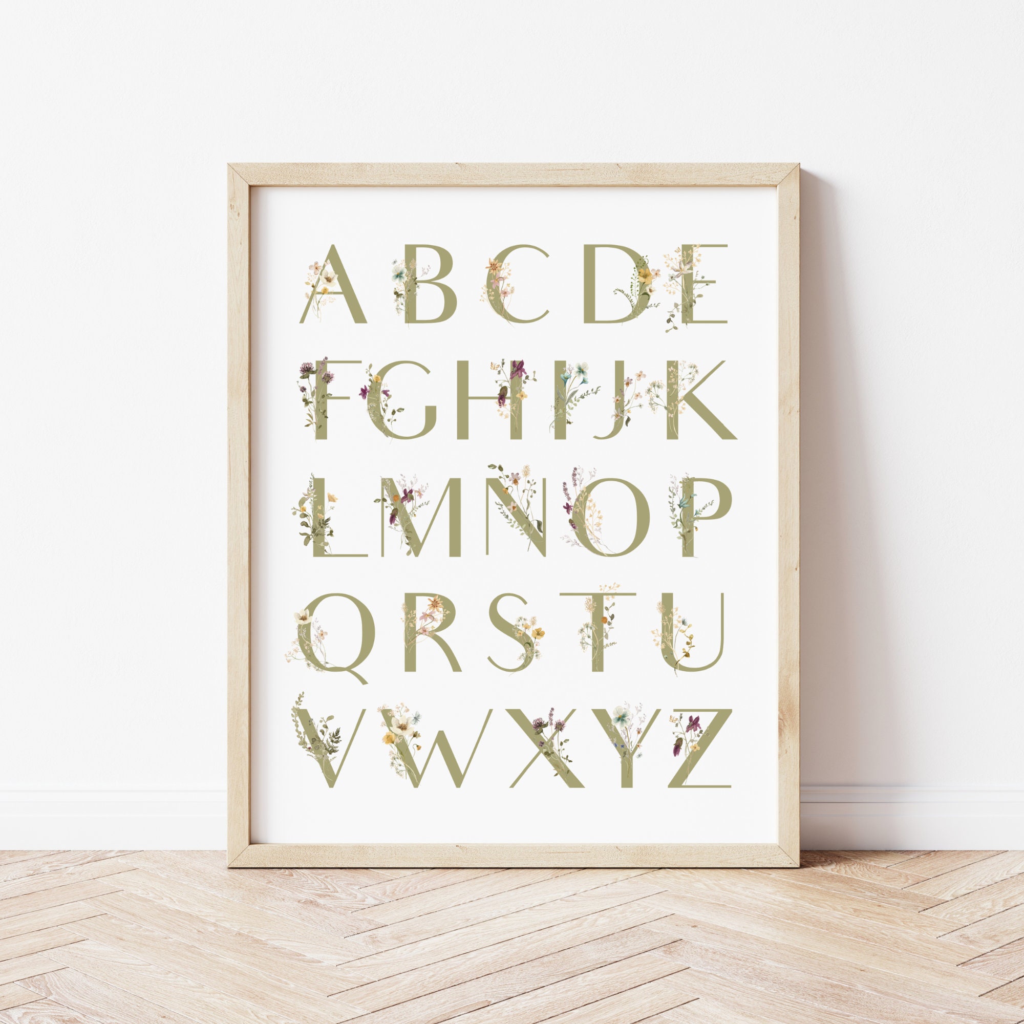 Wildflower Alphabet Poster, Floral Alphabet Print, Printable ...