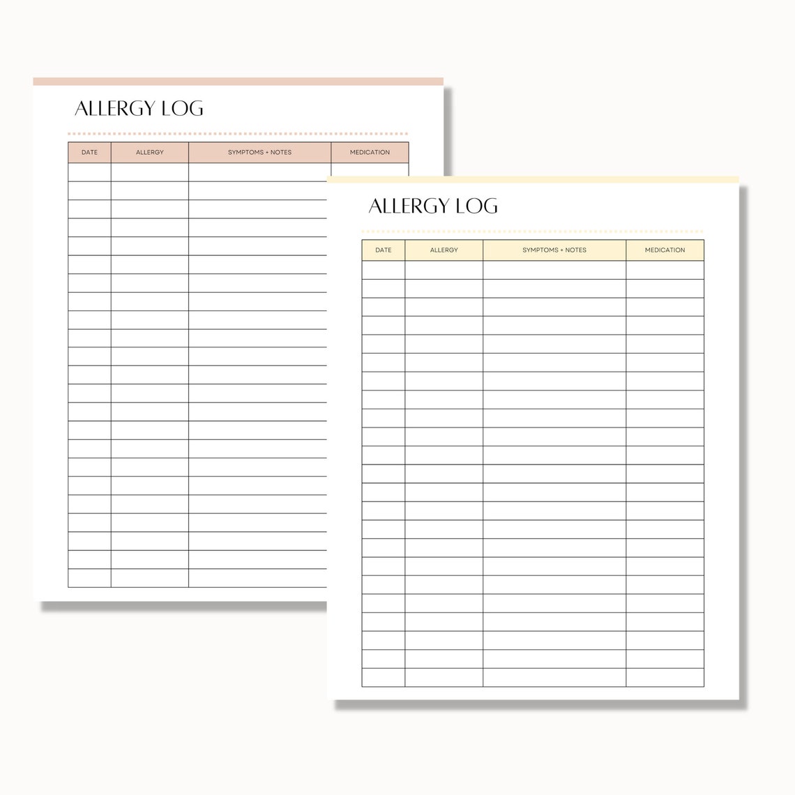 Printable Allergy Log Sheet, Health Records Tracker, Allergy Tracker ...