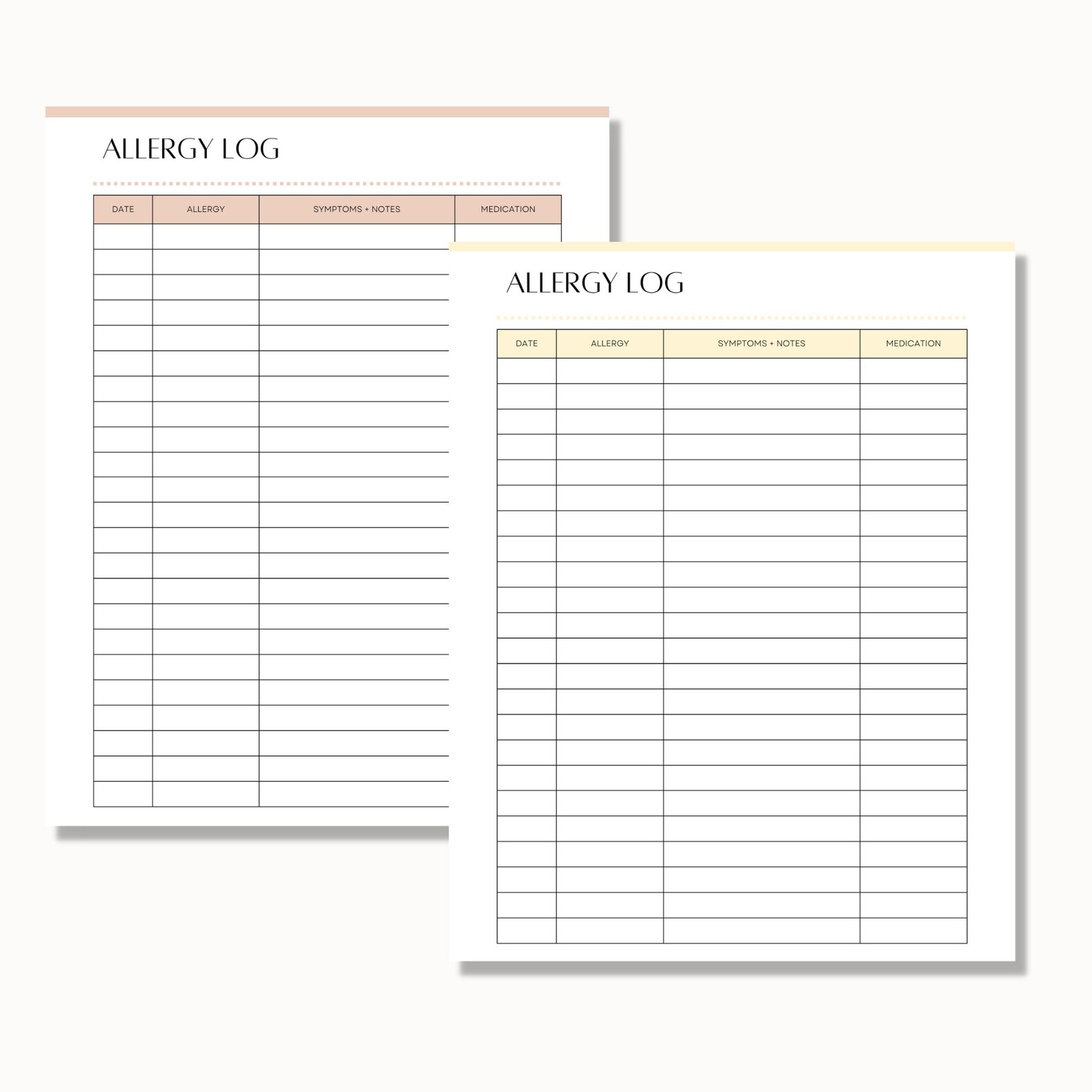 Printable Allergy Log Sheet, Health Records Tracker, Allergy Tracker ...