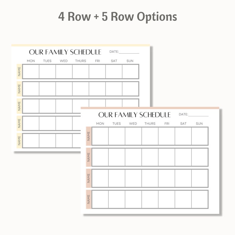 Weekly Family Schedule, Weekly Family Planner Printable, Customizable ...