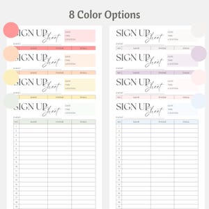 Editable Sign up Sheet Template, Contact Information Sheet, Event Sign ...