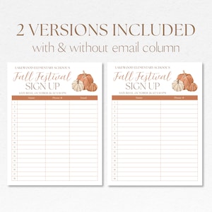 Editable Fall Festival Volunteer Sign up Sheet Template, Thanksgiving ...