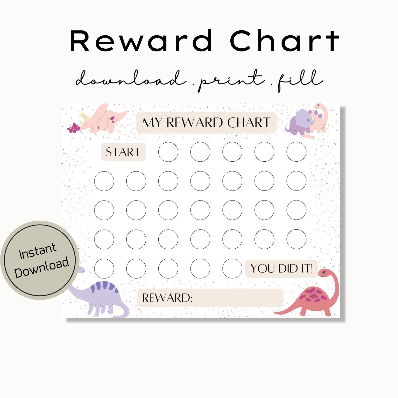 Dinosaur Reward Chart Printable Sticker Chart Dinosaur - Etsy