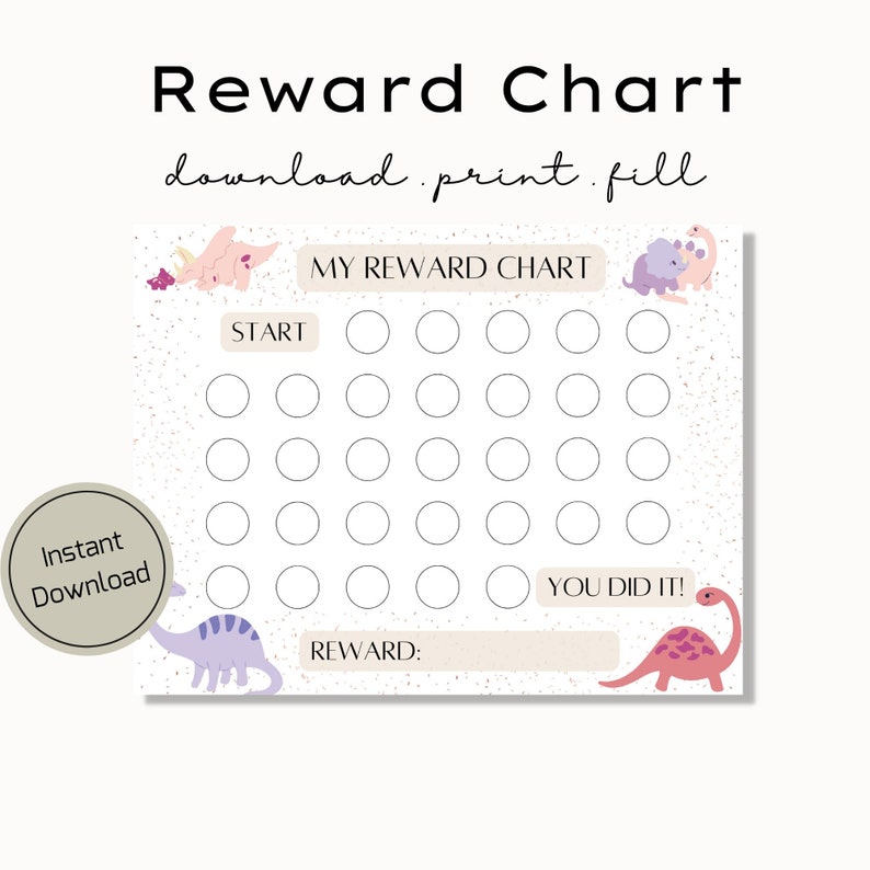 Dinosaur Reward Chart Printable Sticker Chart Dinosaur - Etsy