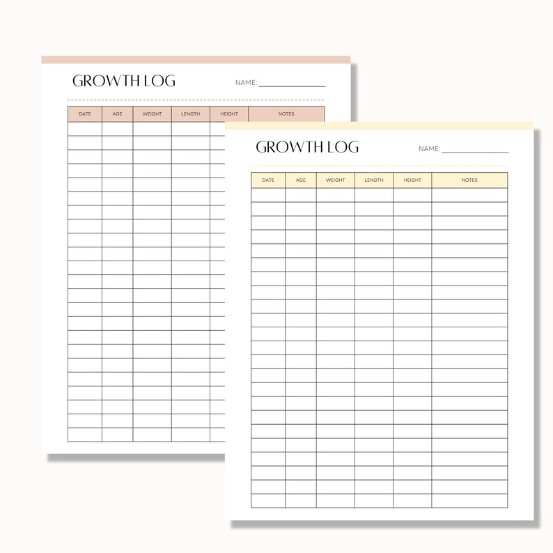 Printable Pet Growth Log, Dog Growth, Cat Growth, Puppy Growth, Kitten ...